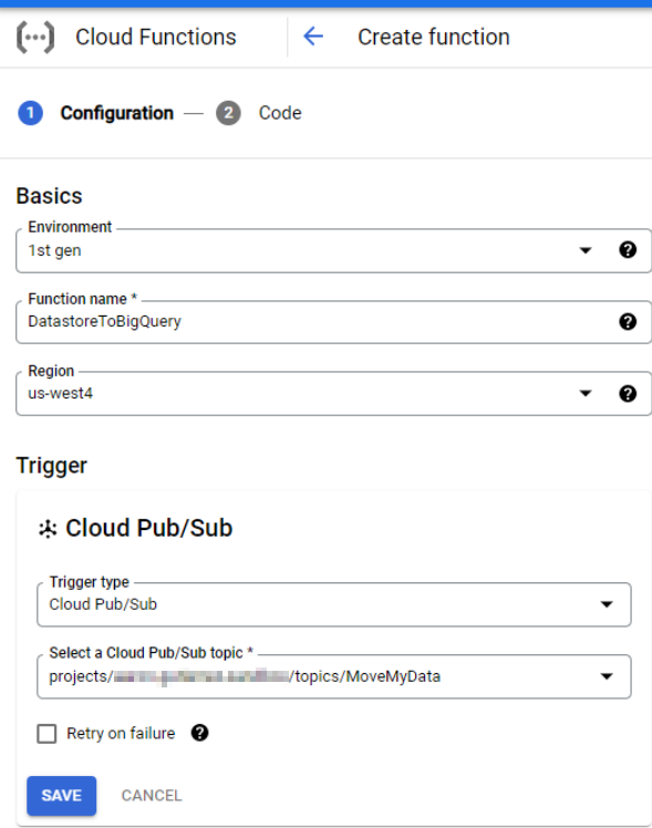 Integrating BigQuery & Datastore in GCP
